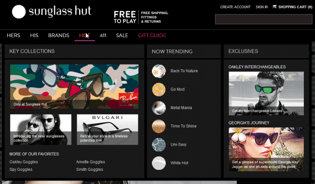 Drop-down Menu Examples on E-commerce Websites