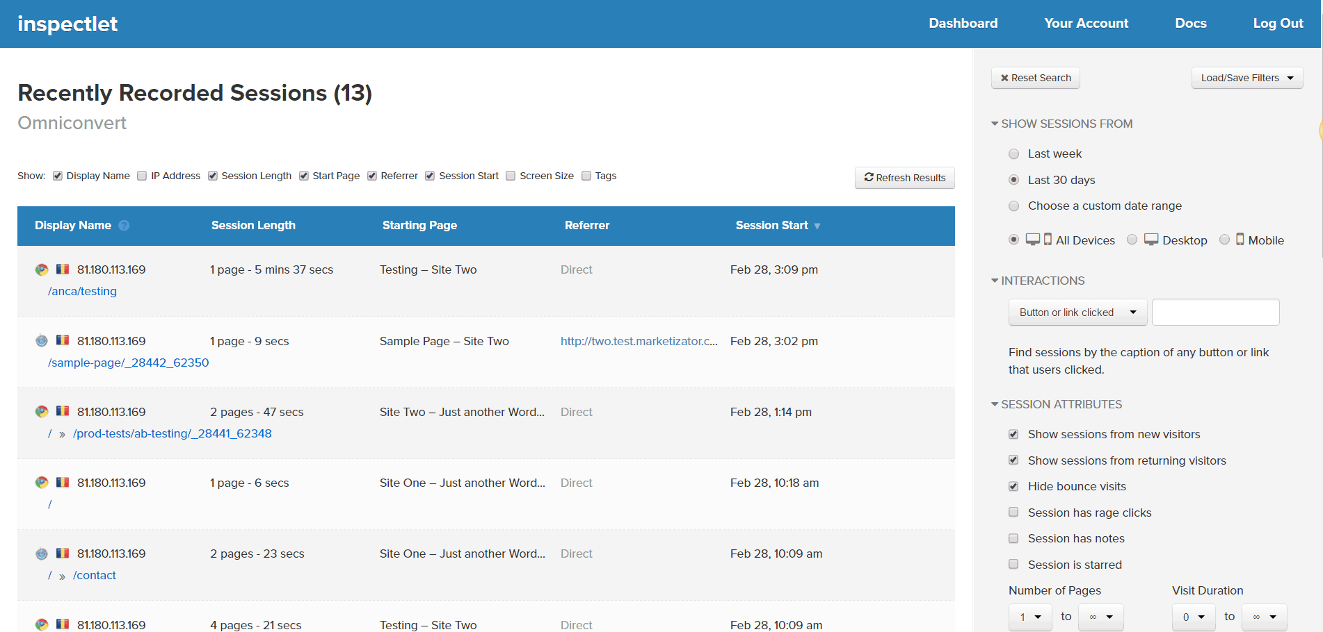 Integrate with Inspectlet - Omniconvert Knowledgebase