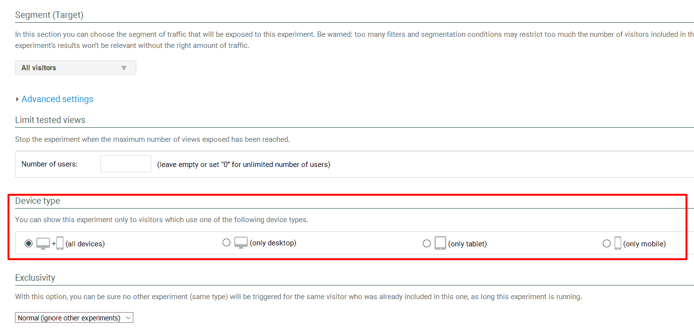 Segmenting visitors by device type - Omniconvert Knowledgebase