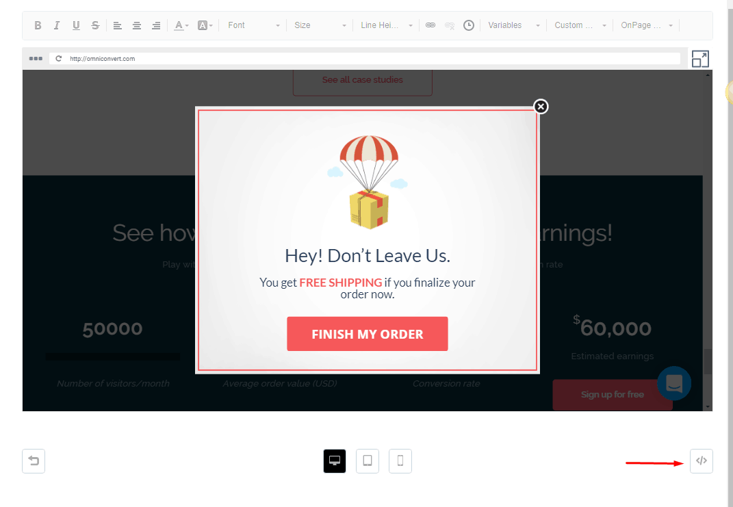 How to track clicks on Overlays using custom Goals - Omniconvert ...